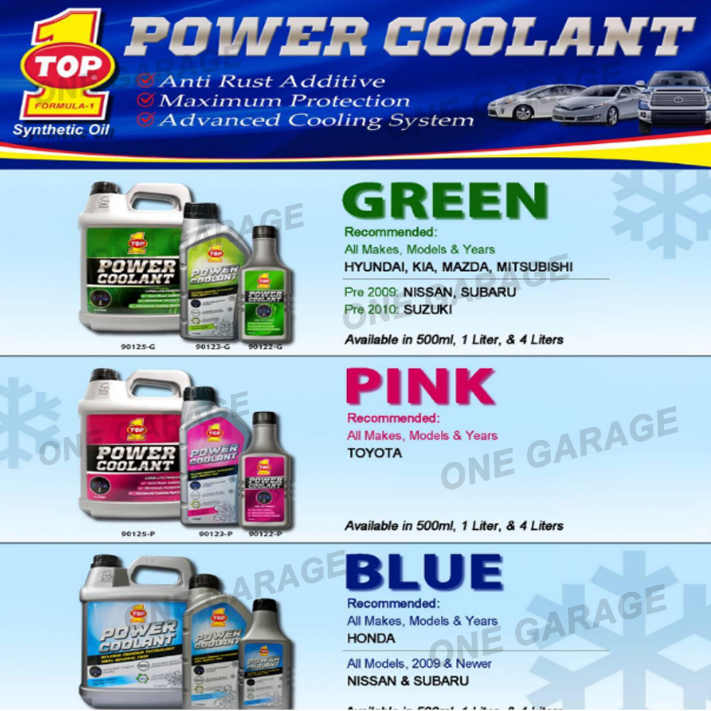 TOP 1 Power Coolant PINK / GREEN / BLUE (Advance Cooling System) Ready ...