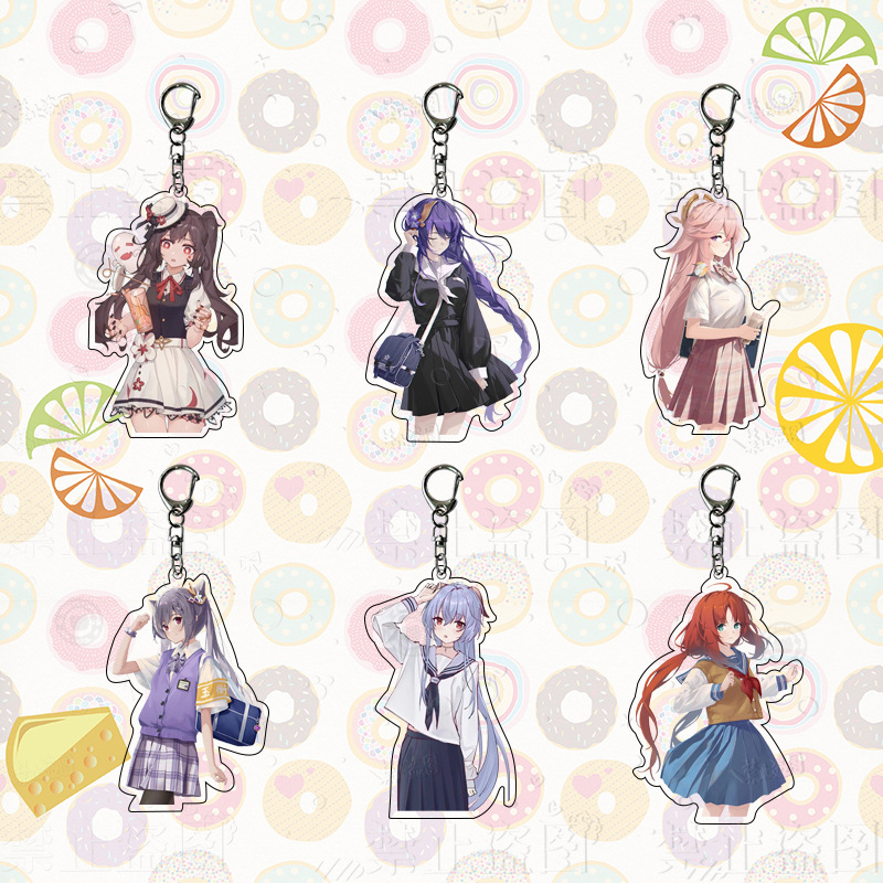 Genshin Impact keychain campus style Nilou Keqing Raiden Shogun Hu Tao ...