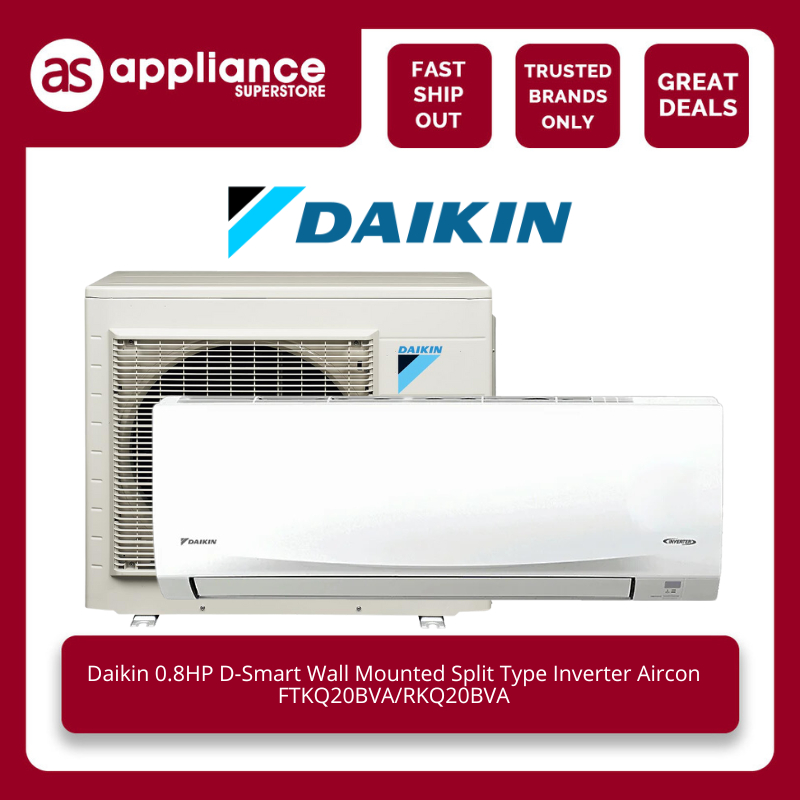 Daikin 0.8HP D-Smart Series Wall Mounted Inverter Aircon with WIFI FTKQ20CVAF/RKQ20CVA | Shopee ...