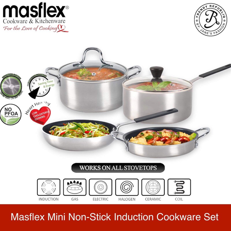 Masflex 6 - Piece Mini Induction Non-Stick Cookware Set | Shopee ...