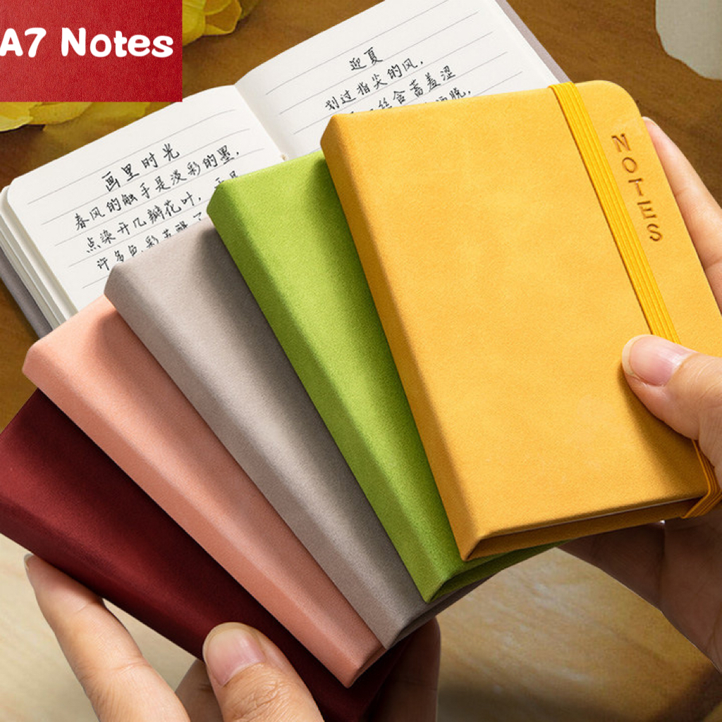 A7 Leather Notebook Journal Bookkeeping Book Mini Portable Pocket Book ...