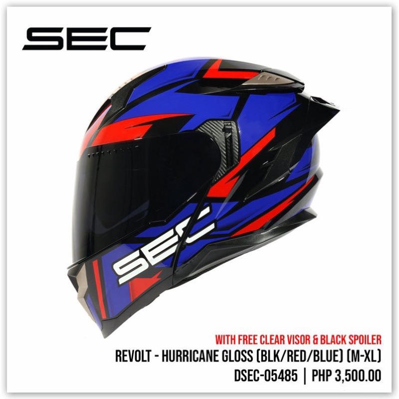 SEC Helmet - Revolt Hurricane Gloss (Modular, Dual Visor) | Shopee ...