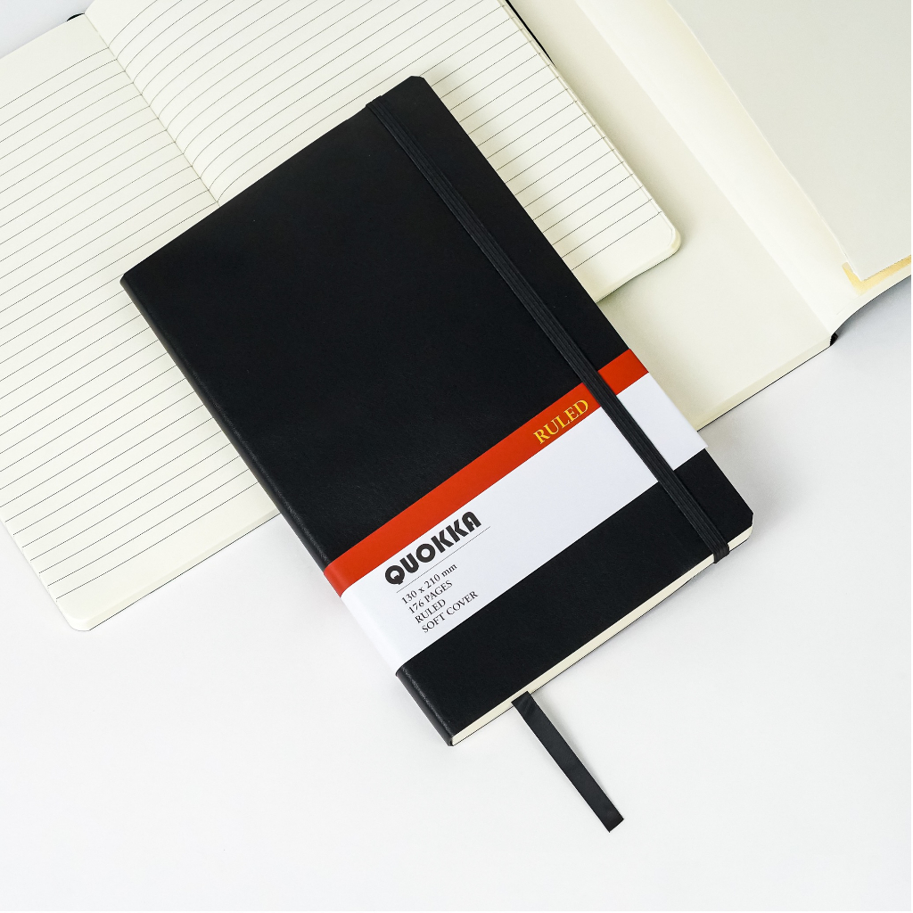 Quokka Regular Size BLACK Soft Leather RULED Notebook | Shopee Philippines