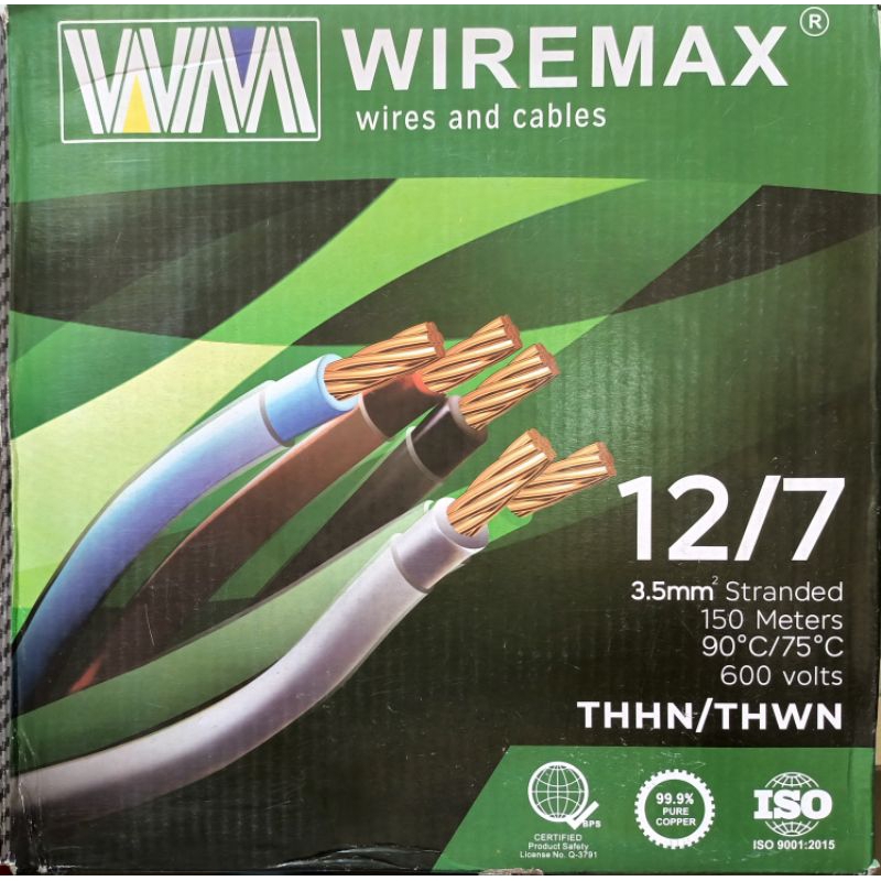 THHN/THWN Wire WIREMAX 14/7, 12/7 150m. Pure copper | Shopee Philippines