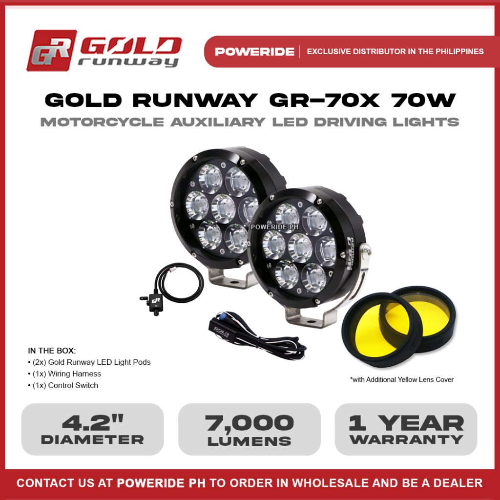 Gold Runway Motorcycle Auxiliary Driving Lights with Warranty | Shopee ...