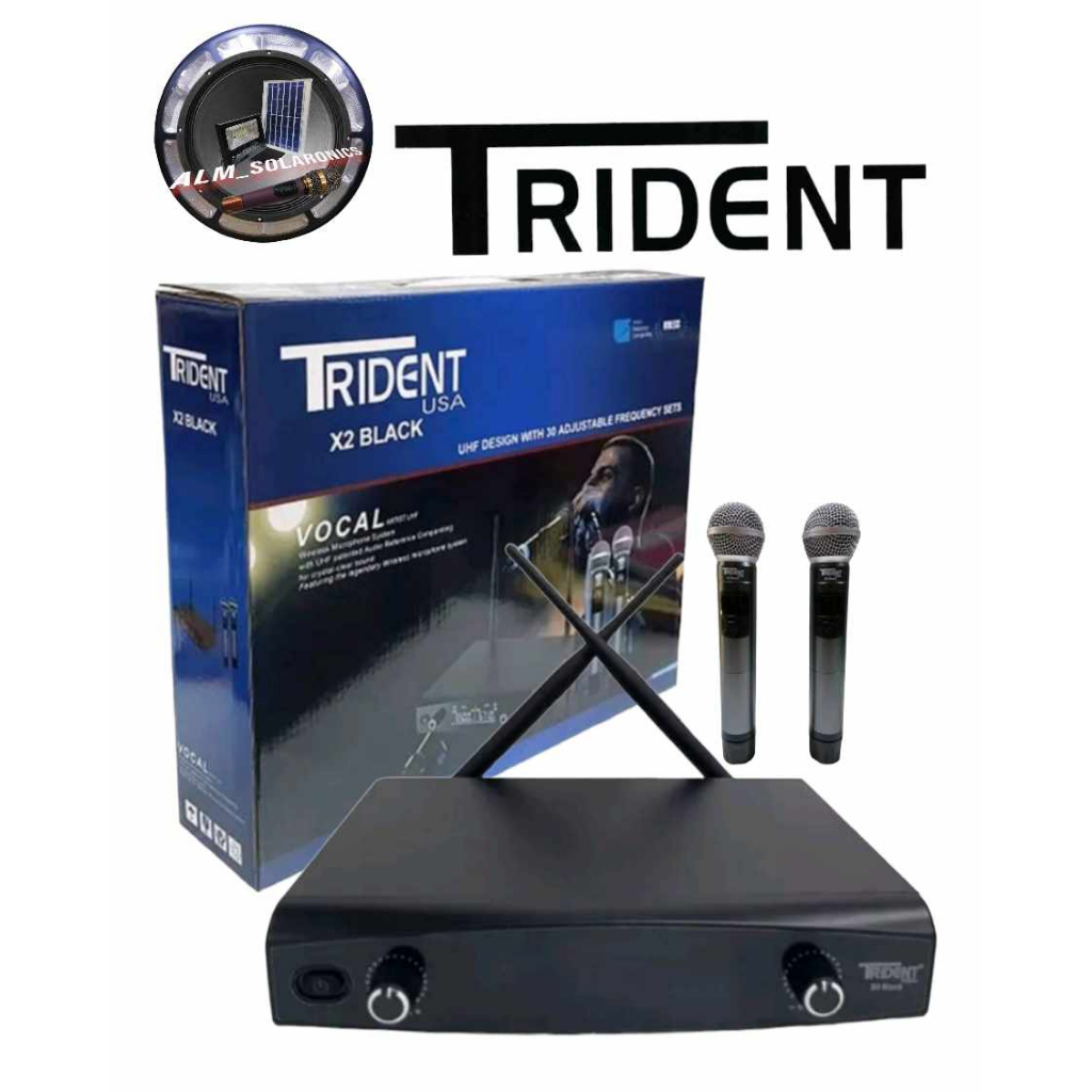 TRIDENT X2 BLACK DOUBLE WIRELESS MICROPHONE SET, WITH ADJUSTABLE 30 ...