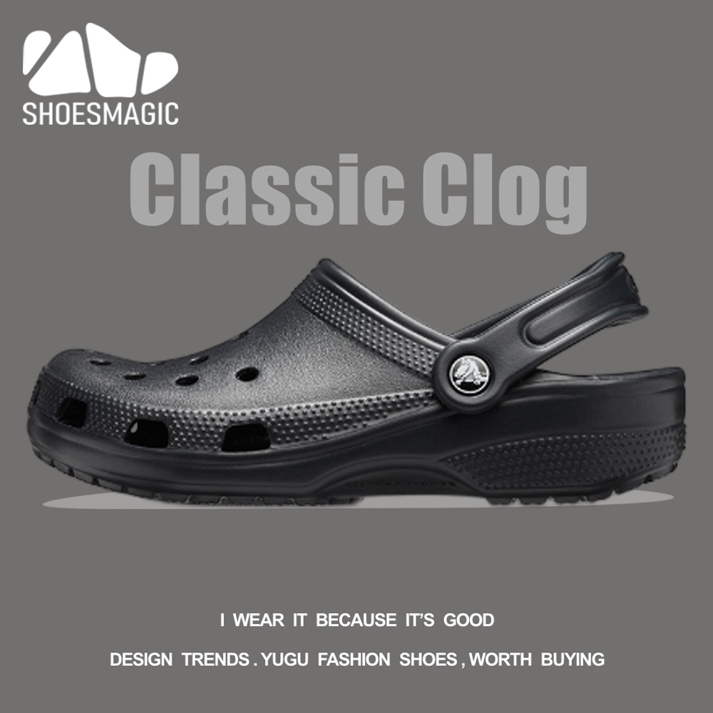 NEW 1:1 Crocs classic couple sandals solid black clogs for men and ...