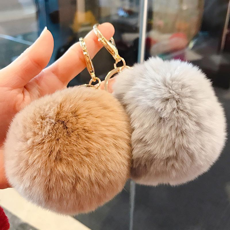 Fur ball keychain Cute Keyring fashionable bag and key hook Key Chains ...