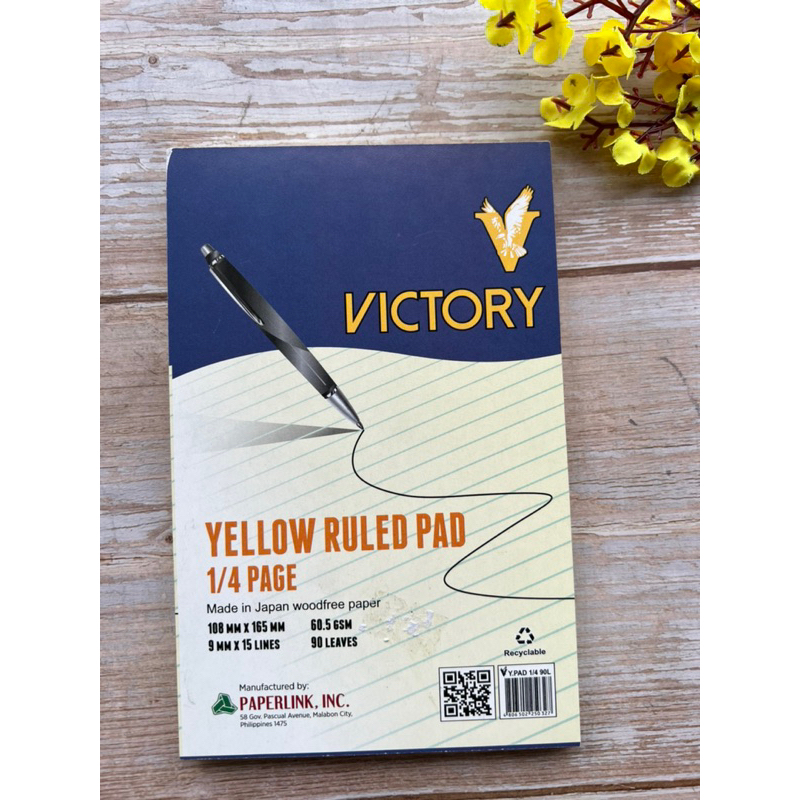 Victory Yellow Ruled Pad 1/4 Size (1pad) | Shopee Philippines