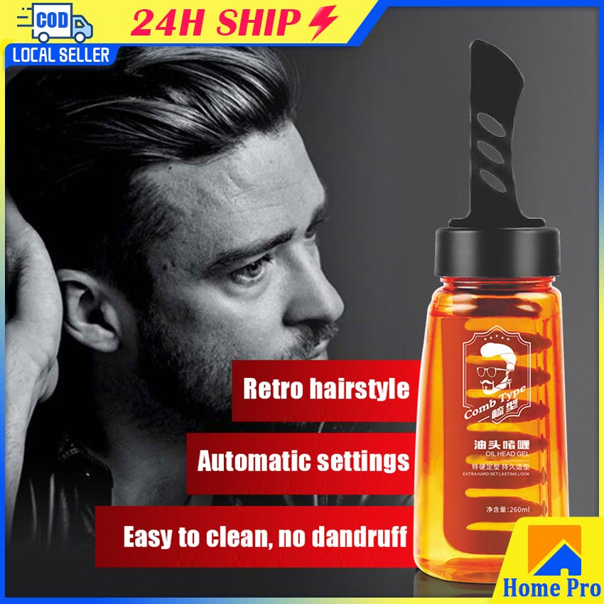 100/260ML Men Hair Wax with Comb Hair Styling Gel With Comb Oil Back ...