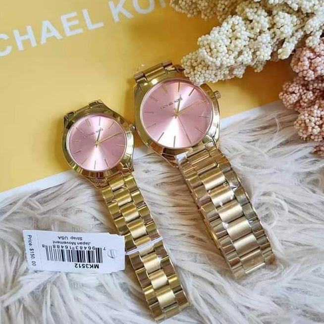 Mk Slimrunway Gold Pink Dial Watches Sold Per Piece | Shopee Philippines