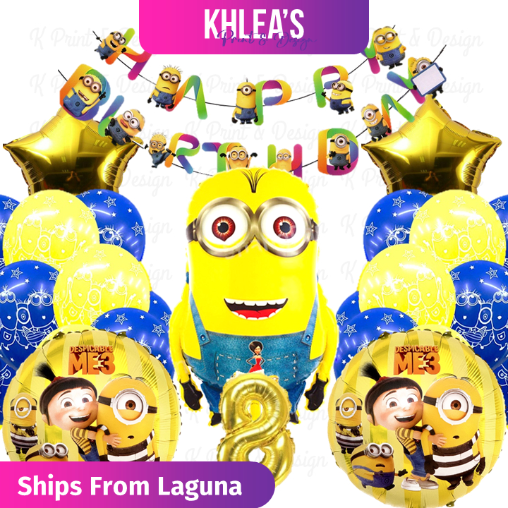 Despicable Me Minions Theme Birthday Party Balloon Set 2 | Shopee ...