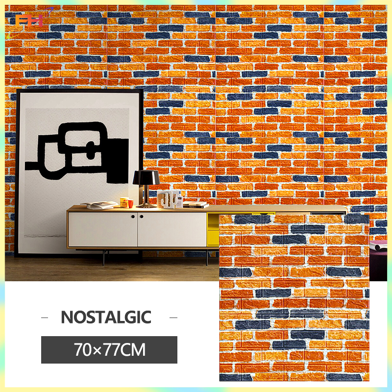3D Retro Wallpaper 70x77cm Foam Bricks Sticker Waterproof Wall Paper ...