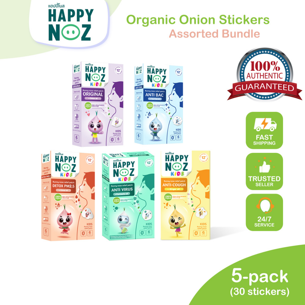 Happy Noz Organic Onion Sticker Bundle for Baby and Kids - Nasal Relief ...