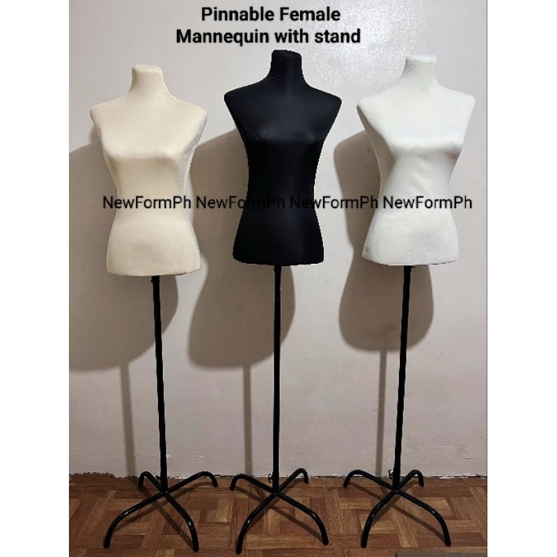 Female Pinnable Fiber Mannequin with Stand Adjustable Cross Stand ...