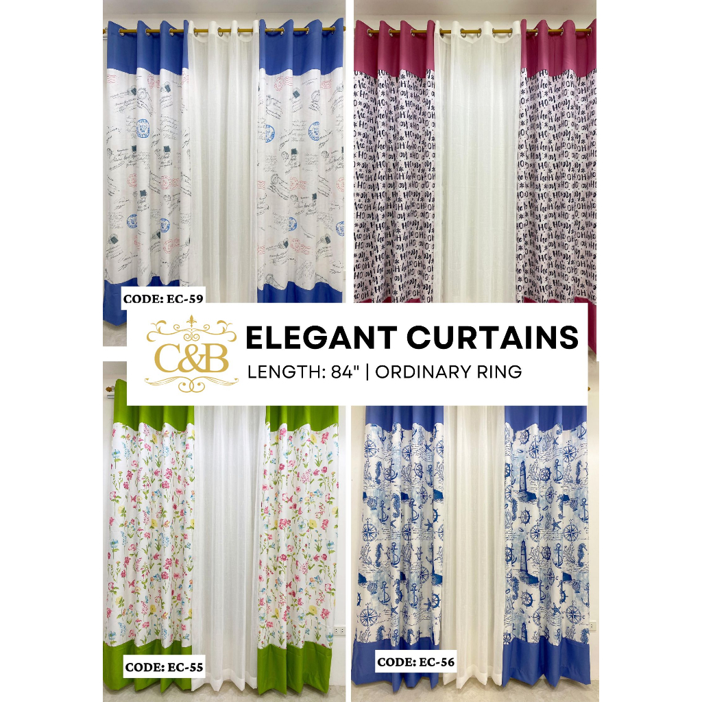 CURTAINS | ELEGANT | PRINTED | EC 55-67 | Shopee Philippines