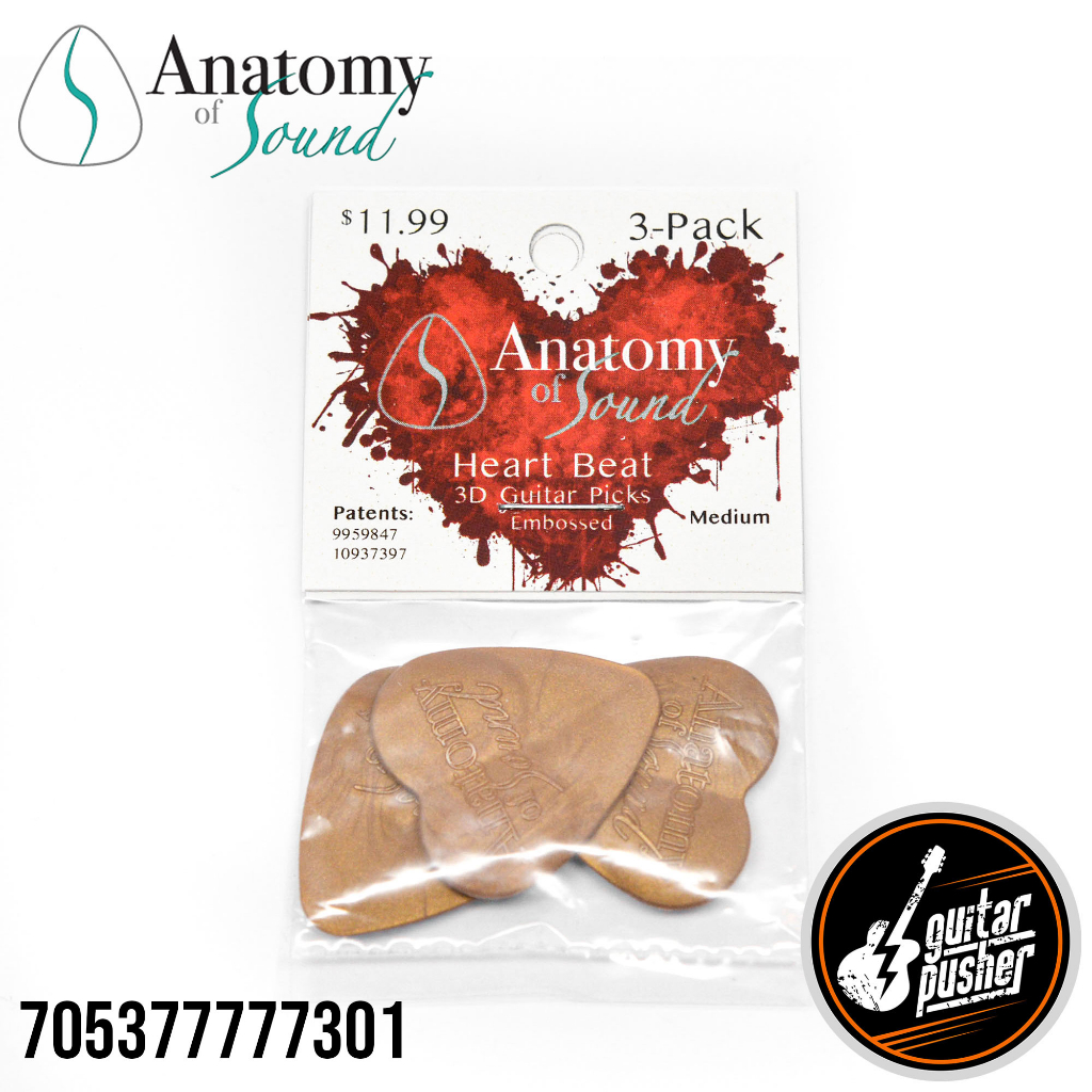 Anatomy of Sound Heart Beat Embossed Standard Guitar Pick (3-pack ...