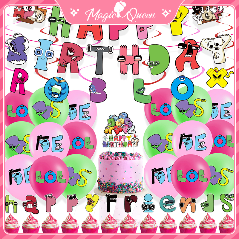 Alphabet Lore Birthday Banner Decoration Birthday Party Spirals Cake ...