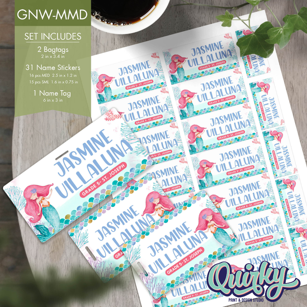 Personalized Back To School Set - Girl Designs - Name Tag, Bag Tag and ...