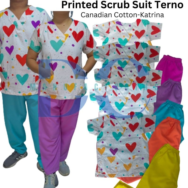 DC Printed Scrub Suit Terno for Men and Women/Canadian cotton-Katrina ...
