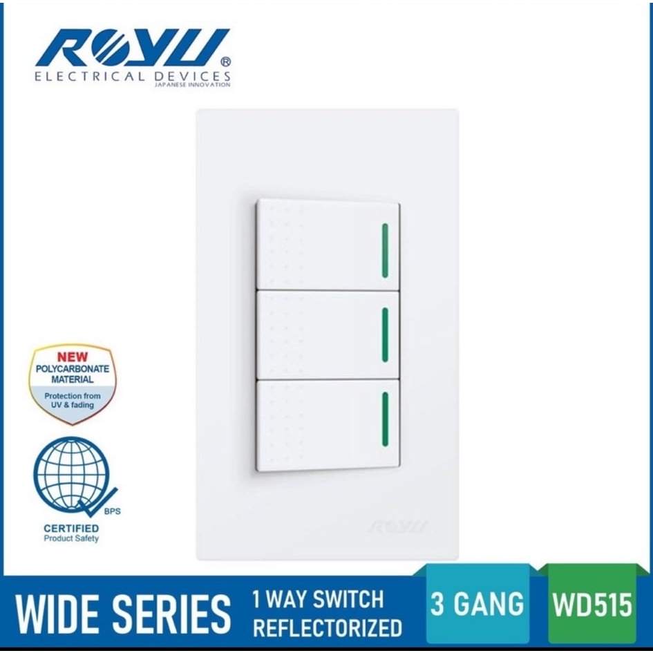 ROYU Wide Series 1,2,3 Gang Switch /Outlet | Shopee Philippines