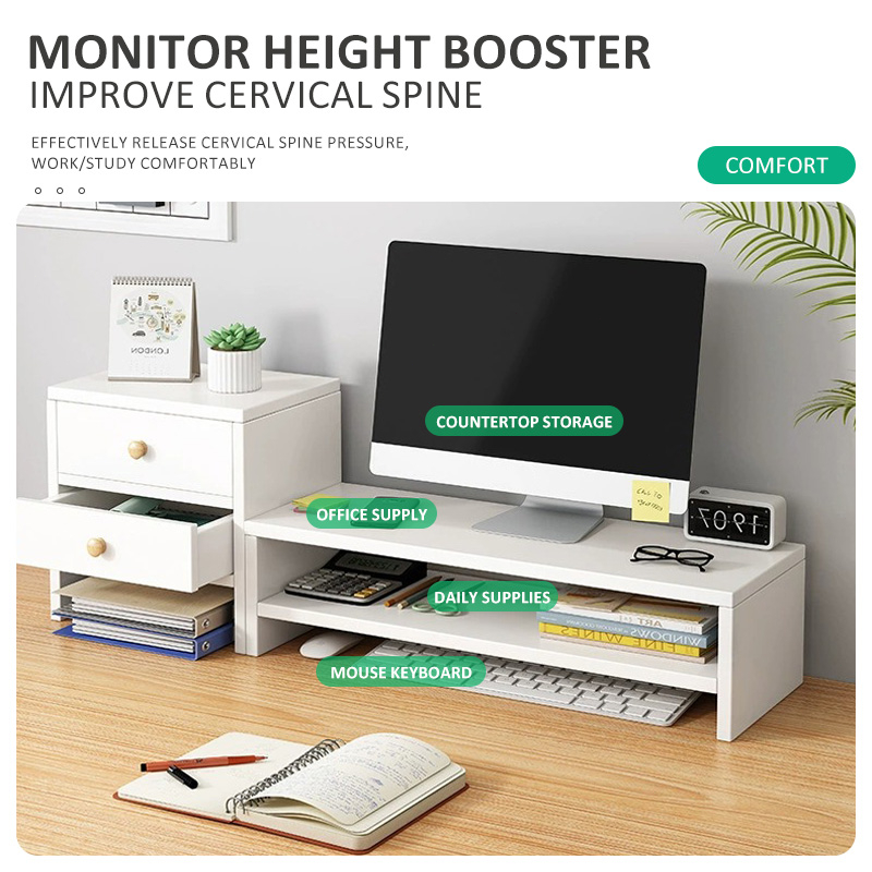Monitor Stand Computer Screen Increased Holder Wooden Desktop Rack ...