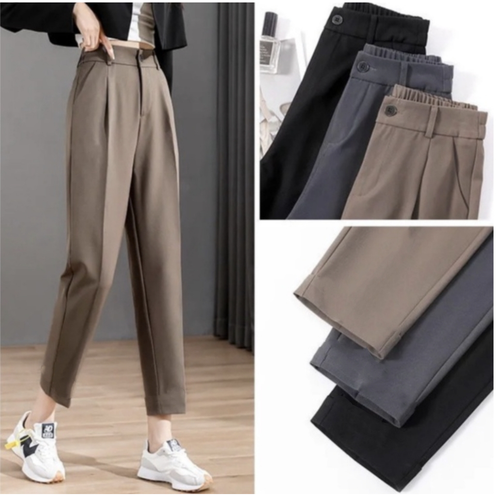 Kinwoo 25-31waist women's trousers high waist Capris casual pants ...