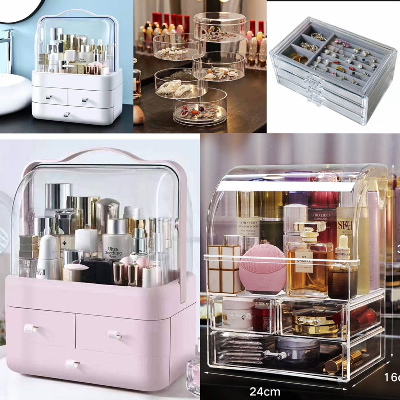 Acrylic Jewelry & Cosmetic Storage Display Box with 3 Drawer | Shopee ...