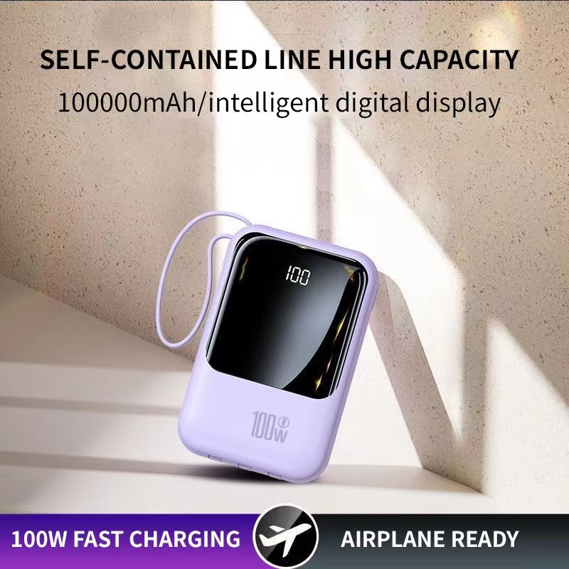 Original Power Bank 100000mah Portable Fast Charging Built in 4 Cables ...