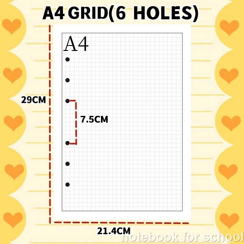 A5/A6/B5 Loose-leaf inner core 6 hole replacement 100 sheets refill ...