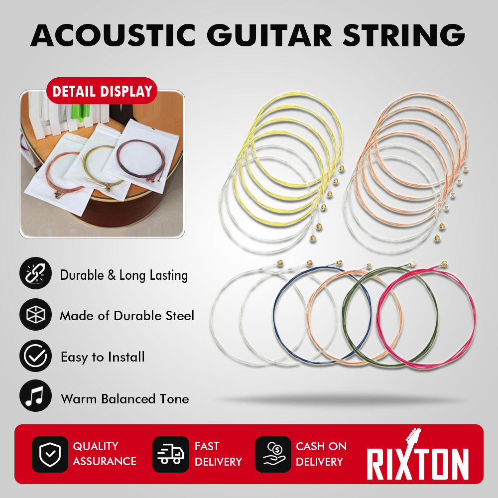 RIXTON String 1-6 Pure Copper for Acoustic Guitar Strings Steel Wire ...