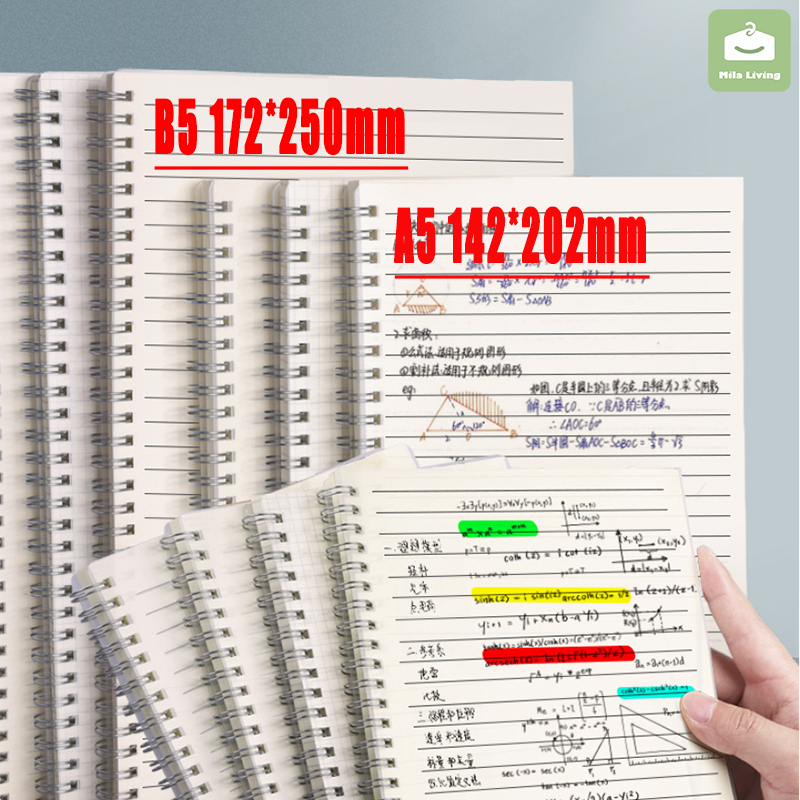 Spiral Notebooks 80 Sheets Lined/Grid Transparent Cover Journal ...