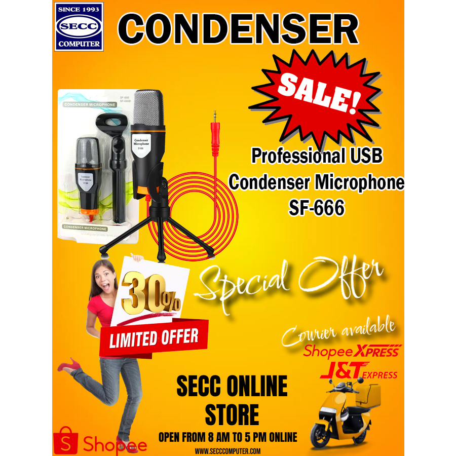 Professional USB Condenser Microphone SF-666 for PC voice recording and ...