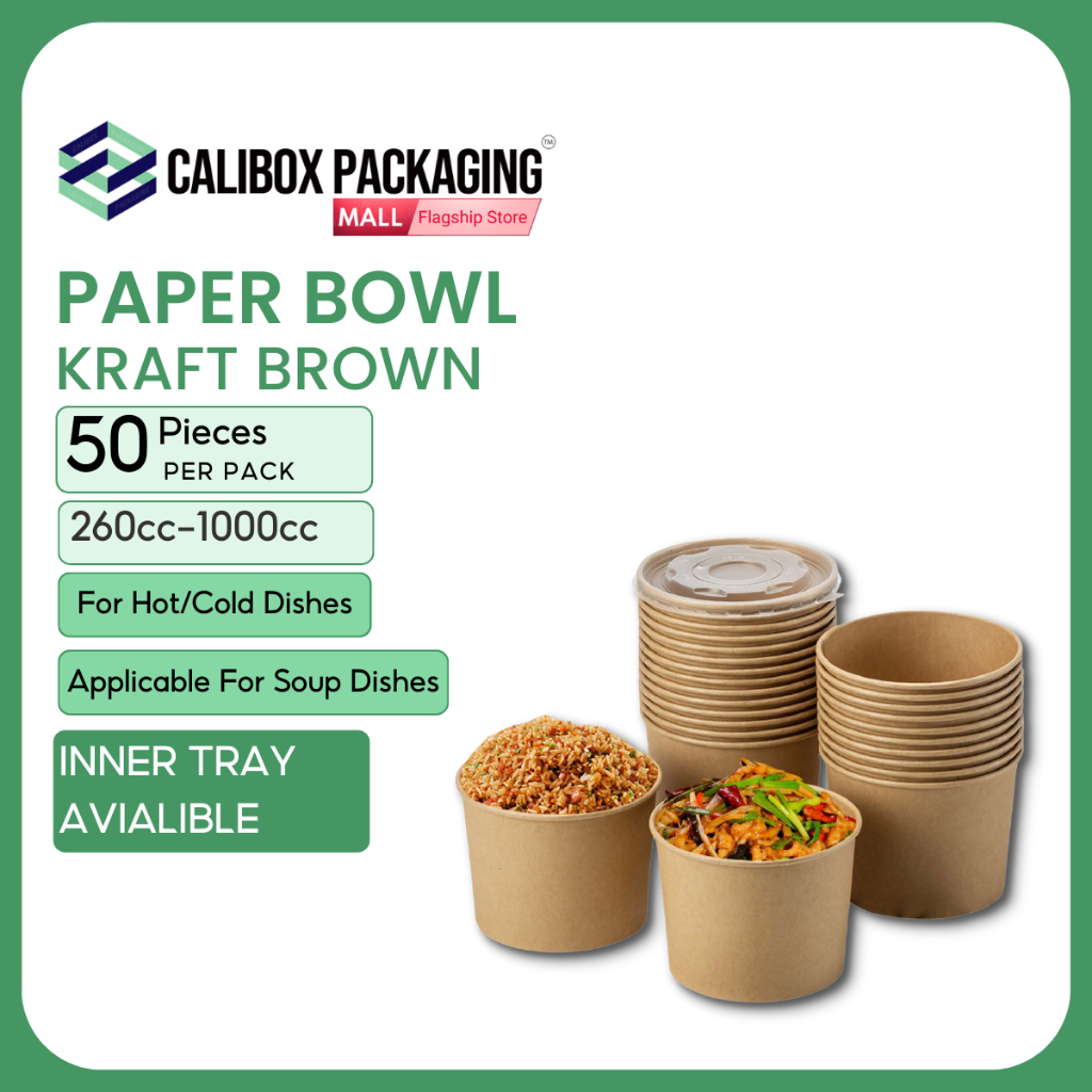 Calibox Packaging Disposable Kraft Paper Bowl, Soup Bowl, Rice Bowl ...