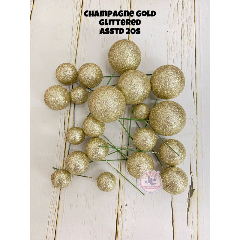 20pcs Gold Balls Silver Balls Cake Topper Cake Decorating Balls Party ...