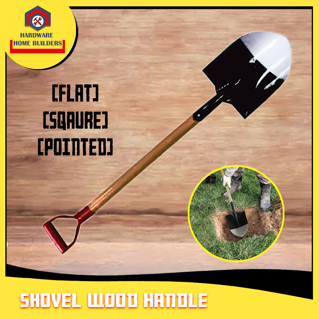 39 INCH HIGH QUALITY HEAVY DUTY SHOVEL WOOD HANDLE/FLAT/SQUARE/POINT ...