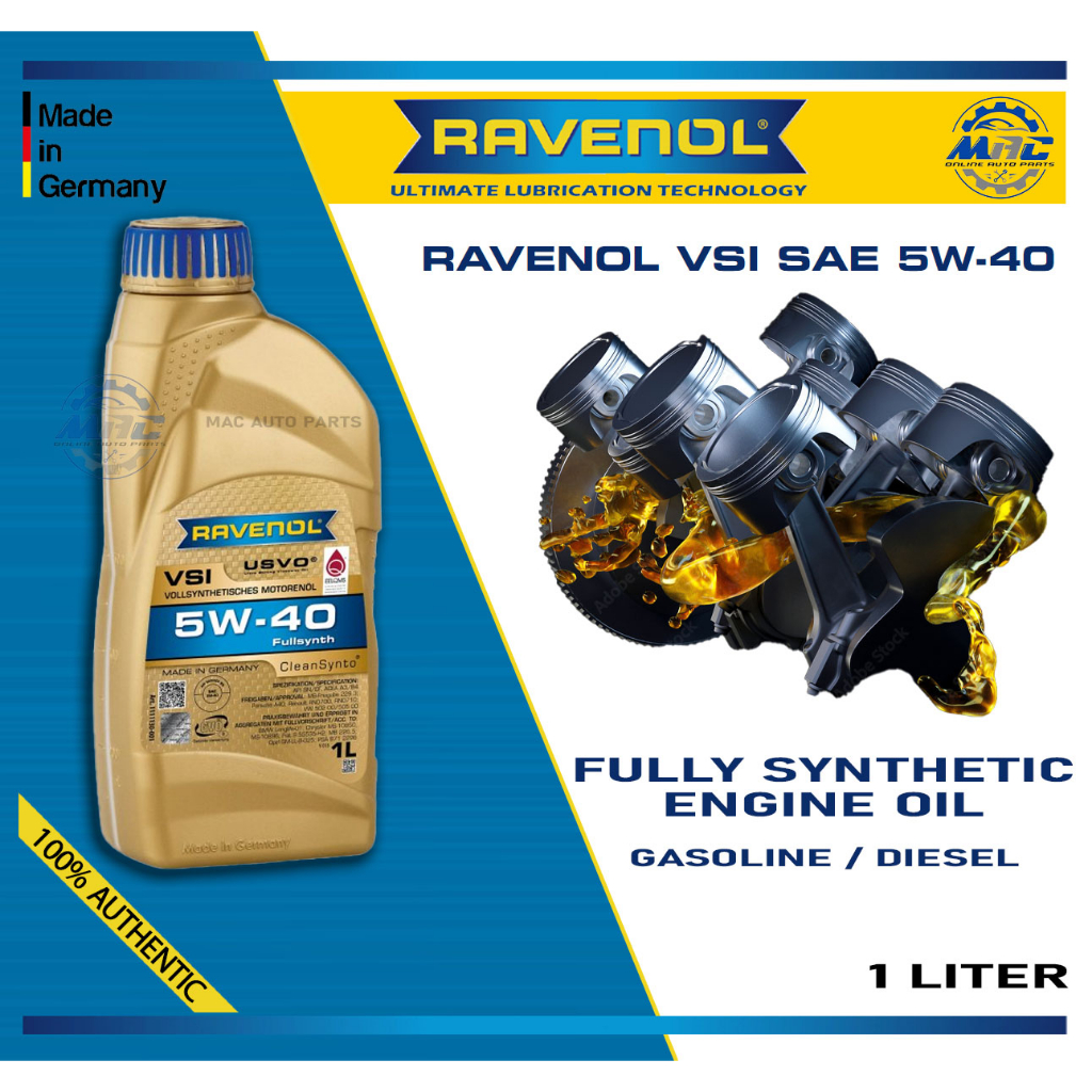 RAVENOL VSI 5W-40 GASOLINE AND DIESEL ENGINE OIL 1 LITER FULLY ...