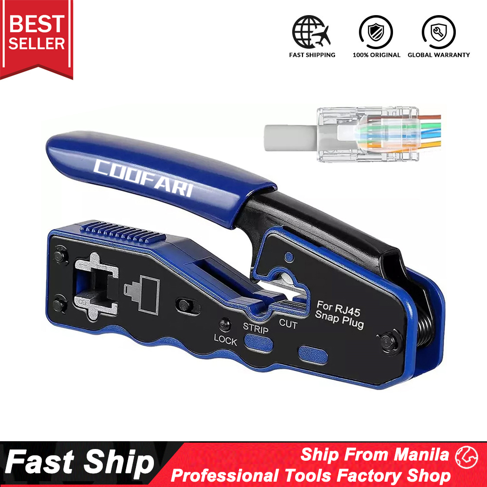 RJ45 RJ11 Pass Through Crimper Tool for CAT7/CAT6A/CAT6/CAT5 Ethernet ...