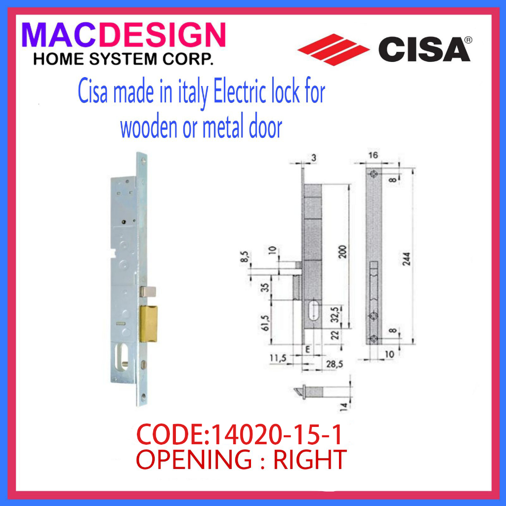 Cisa 14020 15 1 made in italy Electric lock for Aluminum swing in to ...