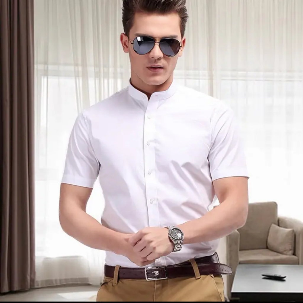Y&K Chinese Collar Polo For Men Long/Short Sleeves Full Buttons Cotton ...