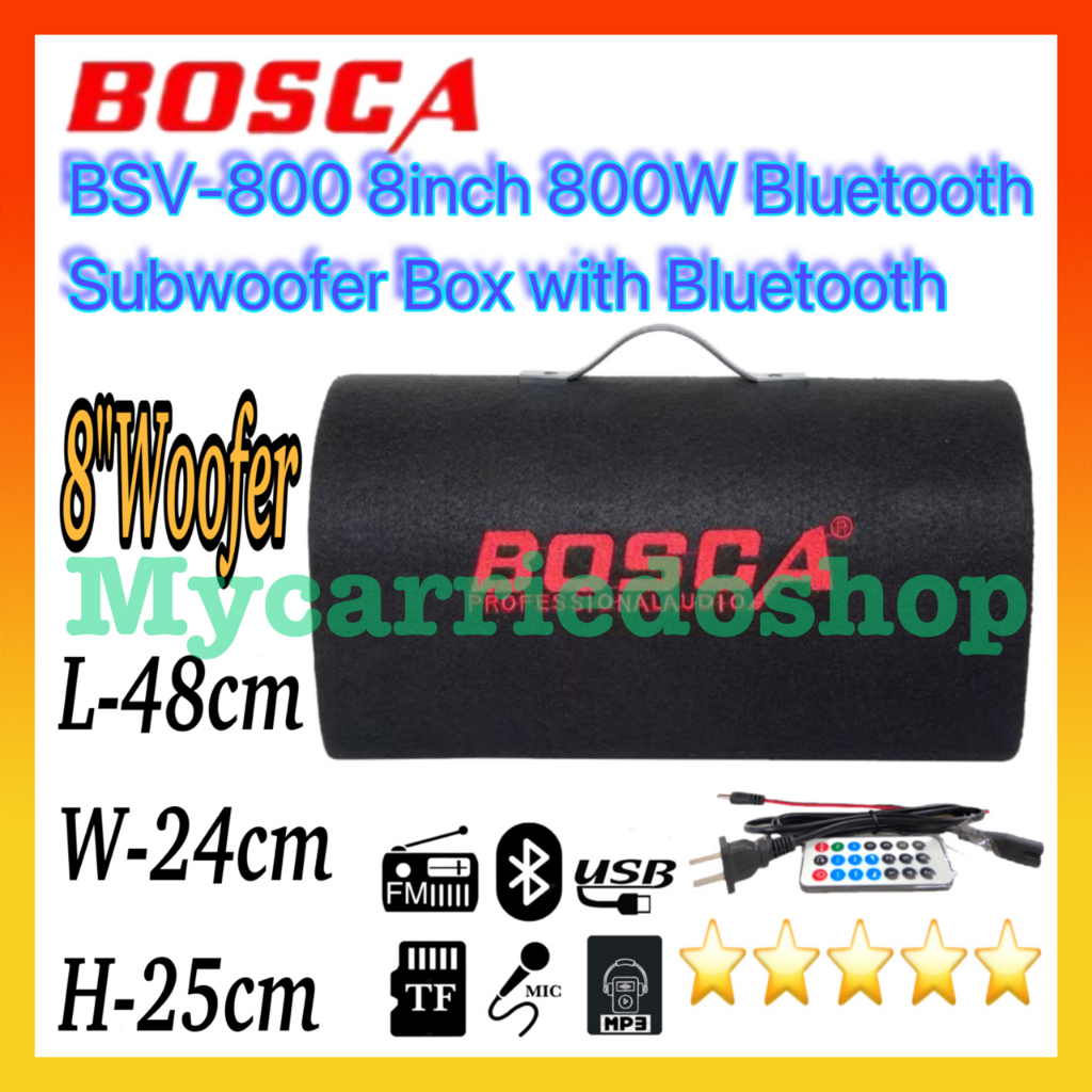 Bosca BSV-800 8Inch 800W Car Subwoofer Box Speaker Portable Bluetooth ...
