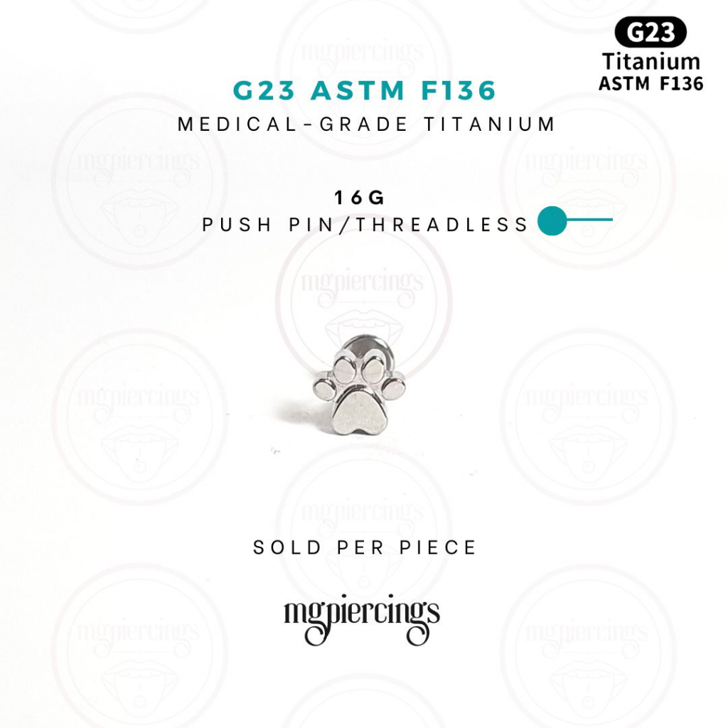 Medical-Grade Titanium G23 ASTM F136 Paw Threadless/Push pin Labret ...