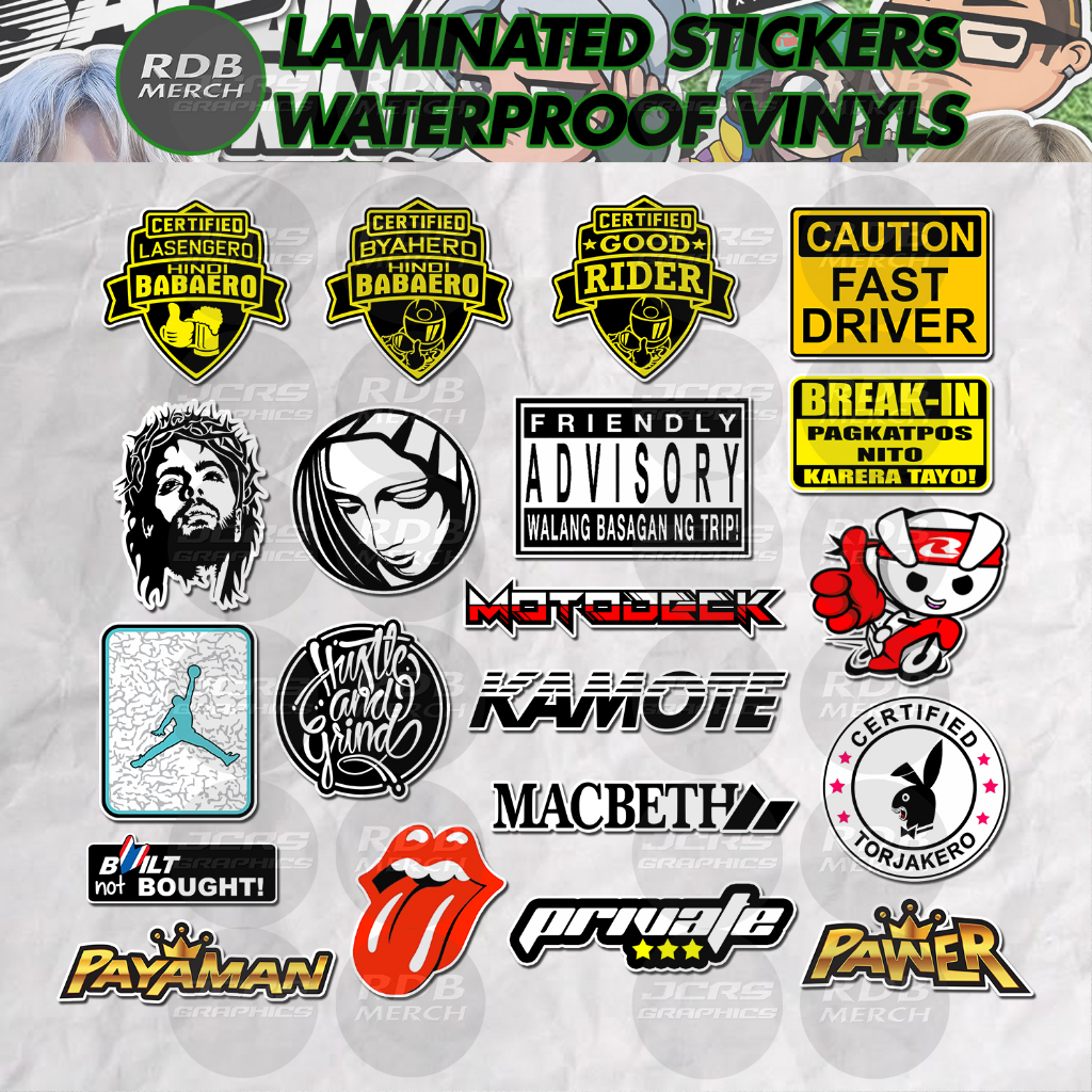 Set 5 Sticker Vinyl Decal - Good Rider Jordan Kamote Motodck Macbeth ...