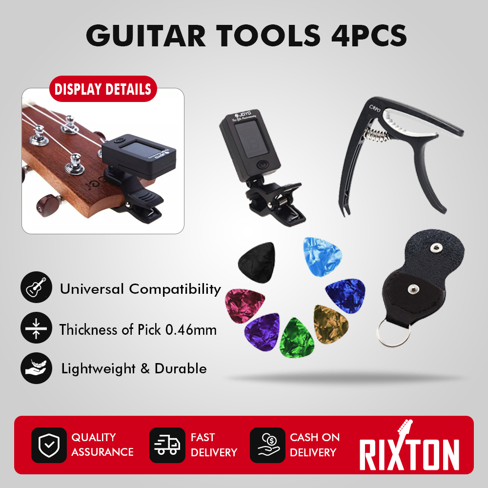 RIXTON Guitar Tool 4pcs Set Tools Kit Guitar Tuner Capo Picks Bag 7 ...