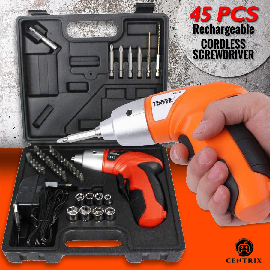 Centrix Cordless Rechargeable Handy Drill Screwdriver 45pcs | Shopee ...