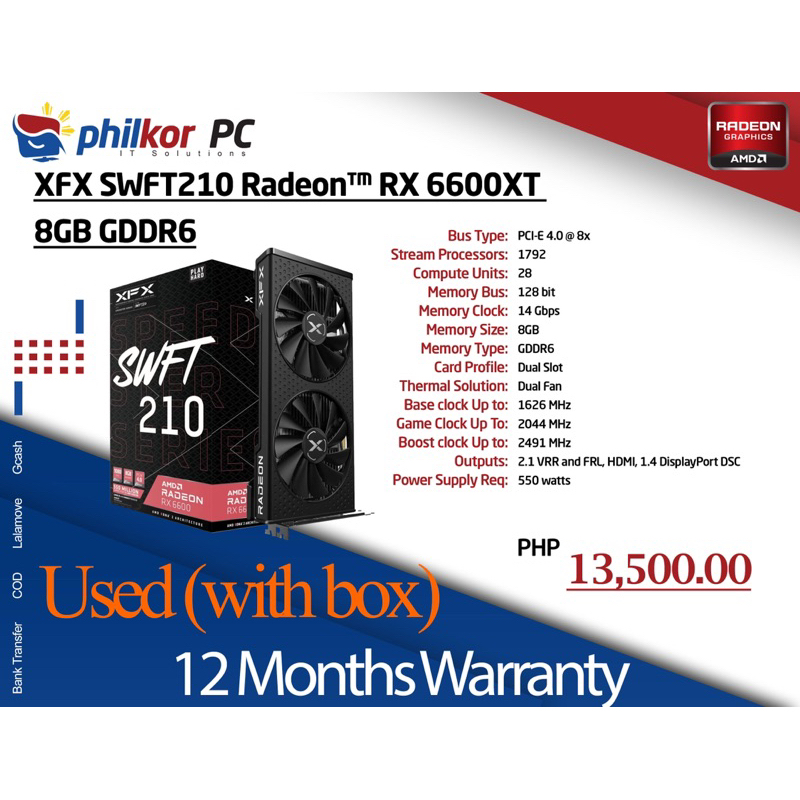 XFX SWIFT 210 Radeon rX 6600XT (used) 1 year warranty | Shopee Philippines