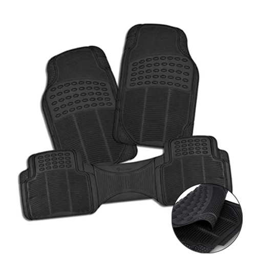 Universal car mat rubber waterproof car matting 3pcs Set (Black ...
