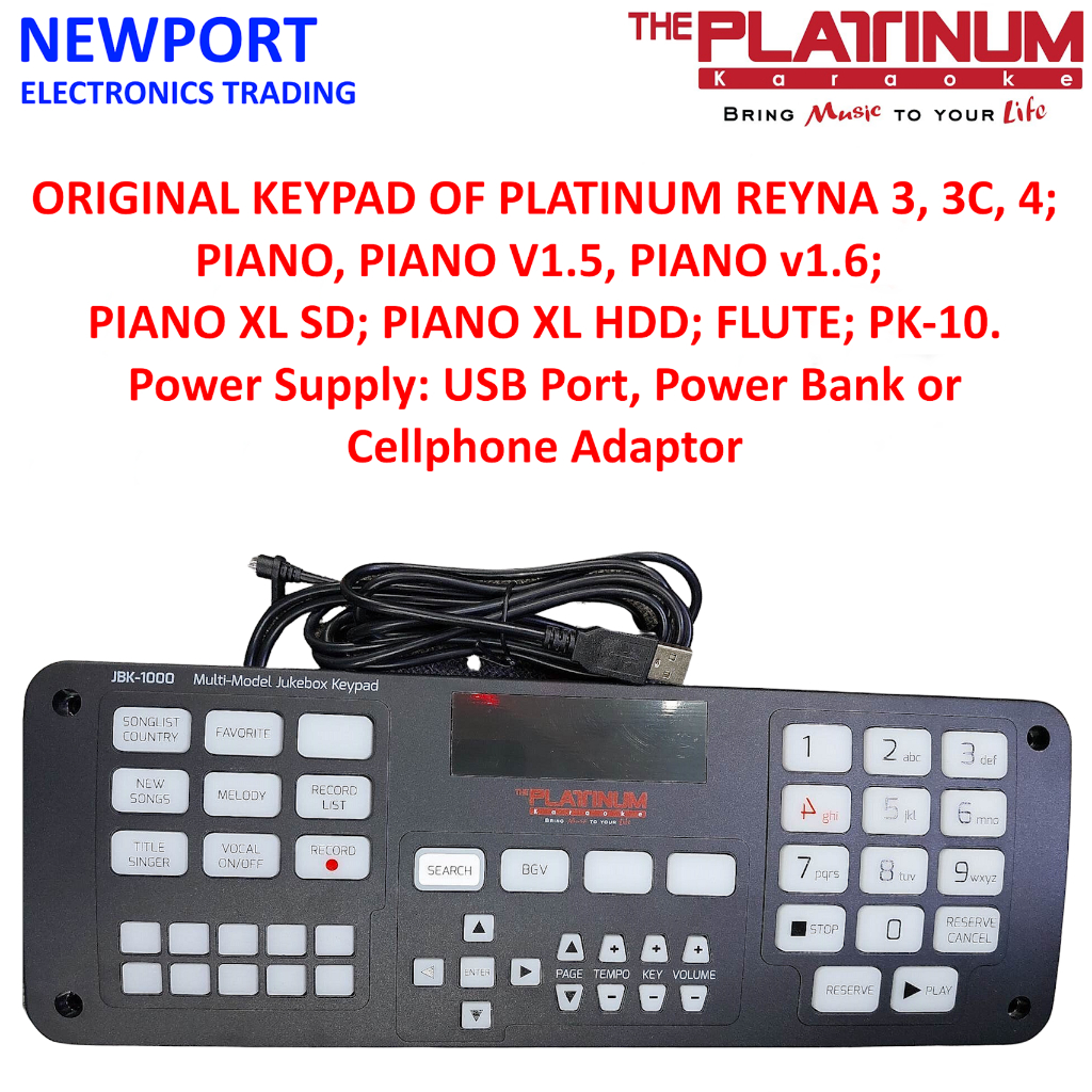 Original Platinum Jukebox Keypad for Platinum Piano, Reyna 3 and Flute ...