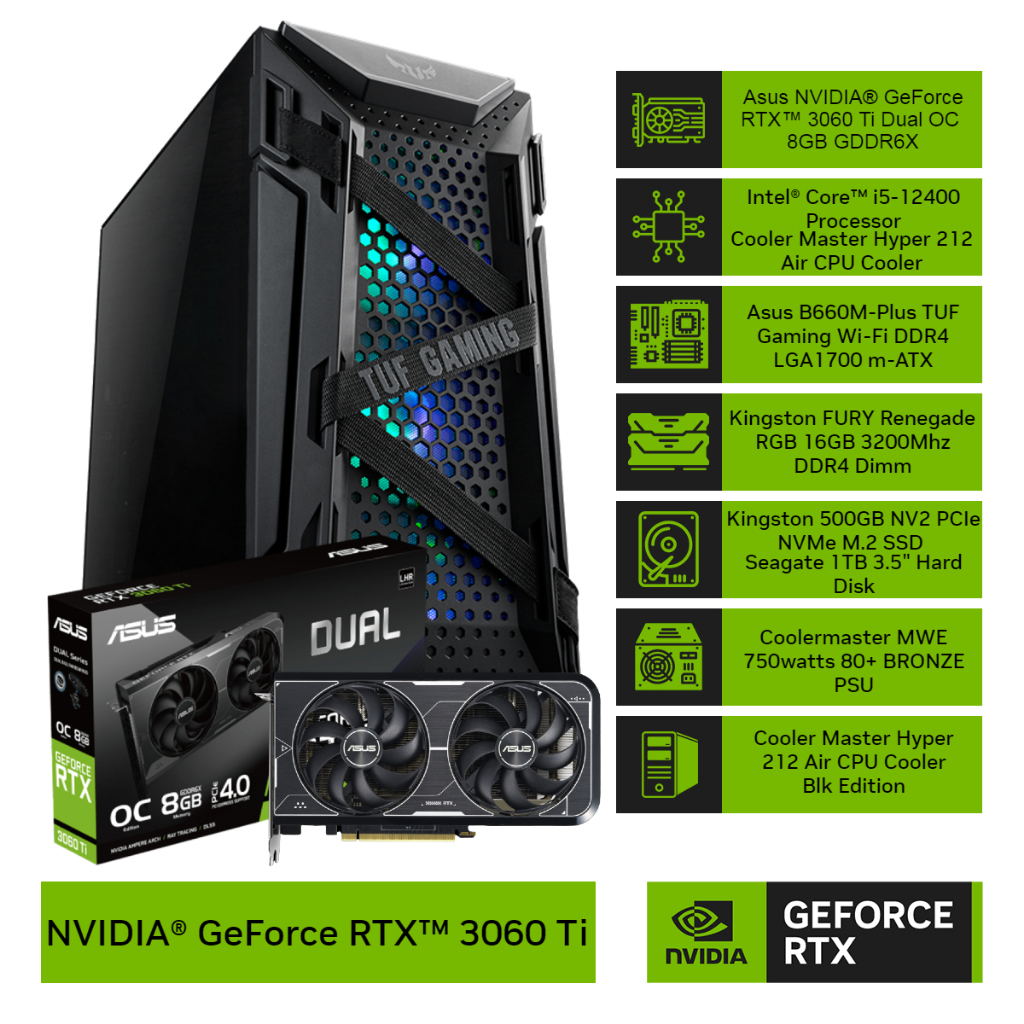 NVIDIA® GeForce® Gaming PC: NVIDIA® GeForce ®RTX 3060 Ti Dual OC with ...
