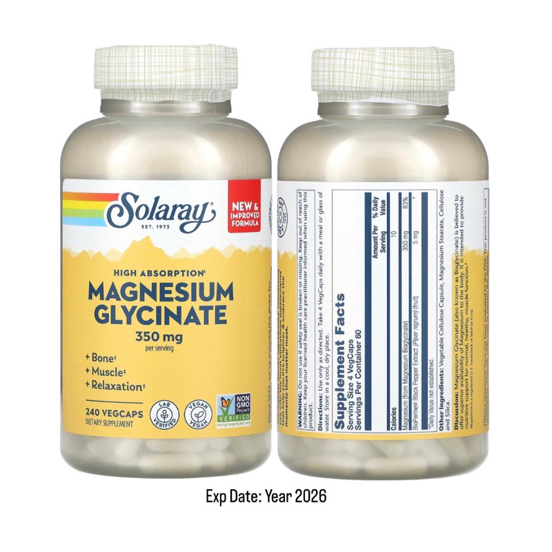 [ONHAND] Solaray Magnesium Glycinate Magnesium Citrate Magnesium Amino ...